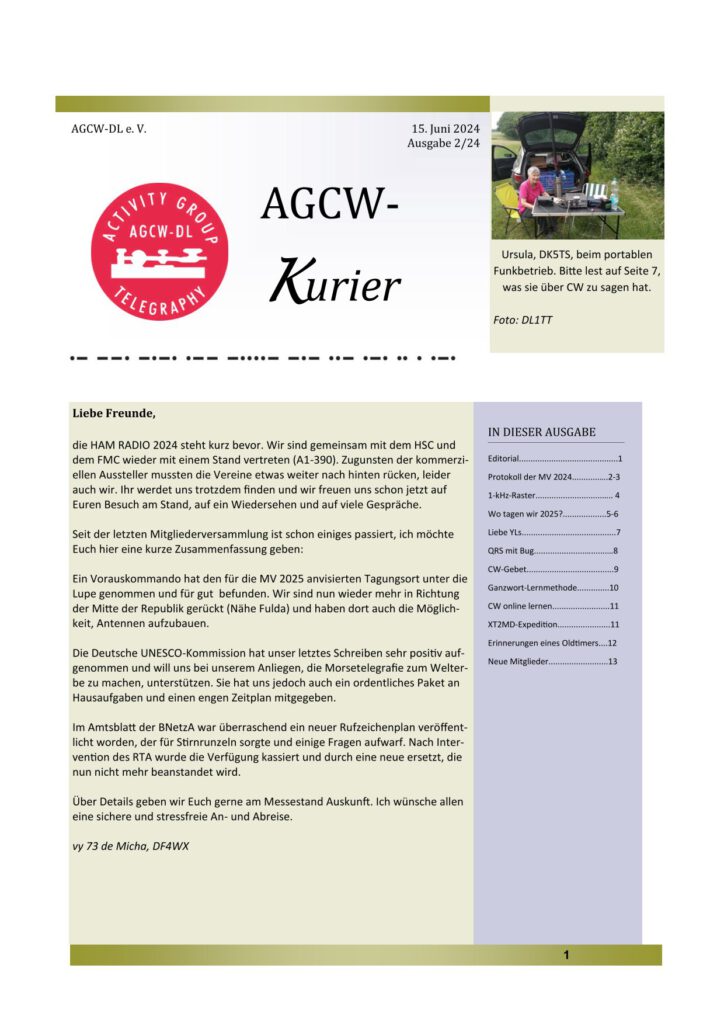 AGCW – Arbeitsgemeinschaft Telegrafie e.V.