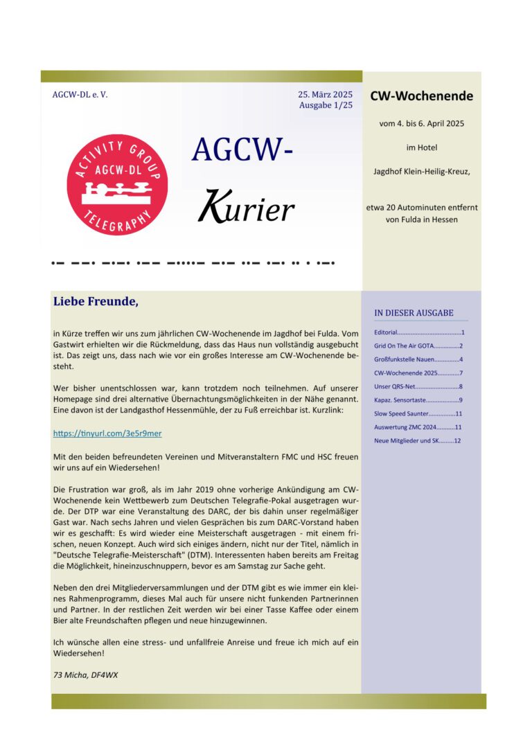 AGCW – Arbeitsgemeinschaft Telegrafie e.V.